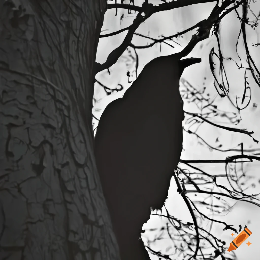 Raven shadow in a tree with music notes on Craiyon