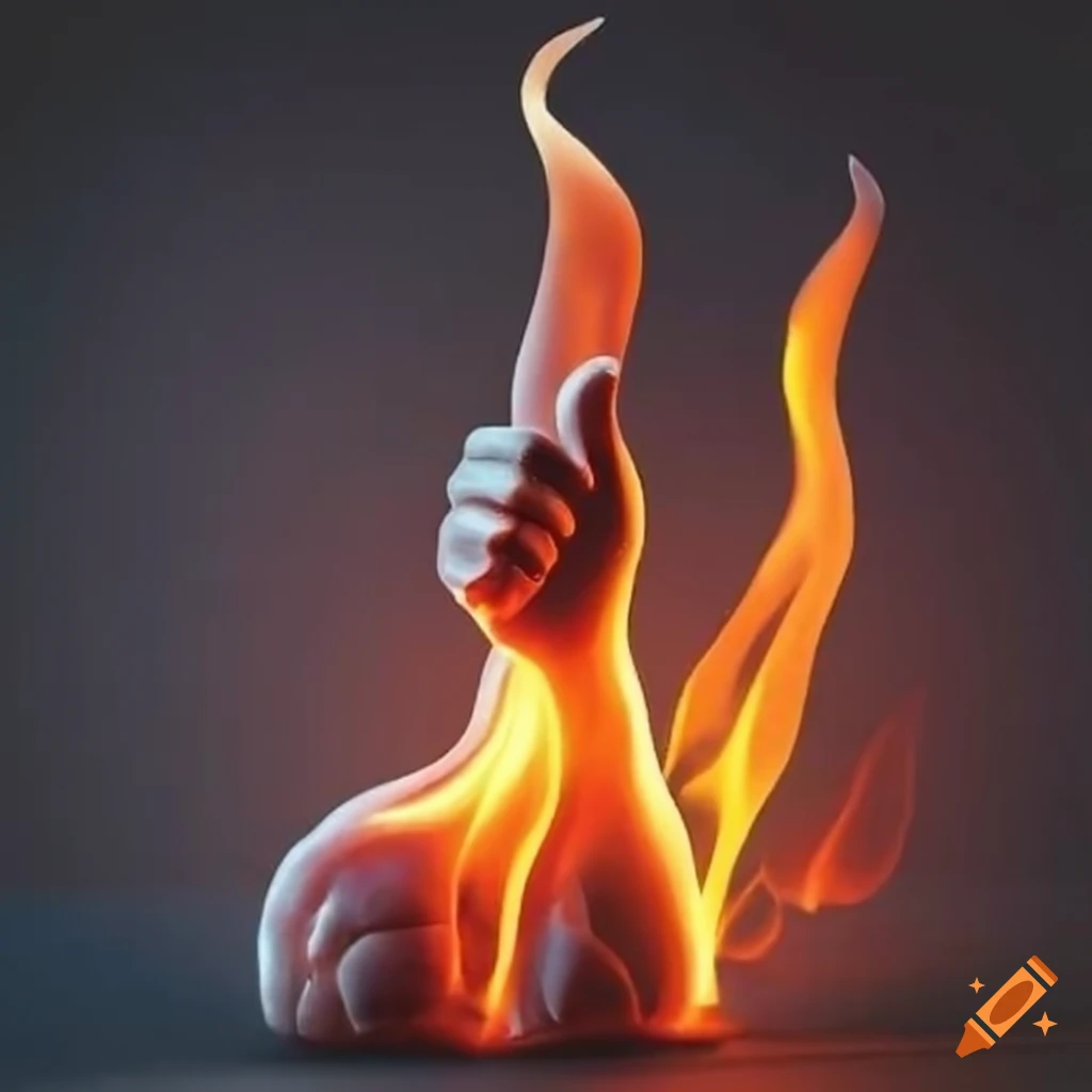 Fire wisp in the shape of a thumbs up for barbecue company on Craiyon