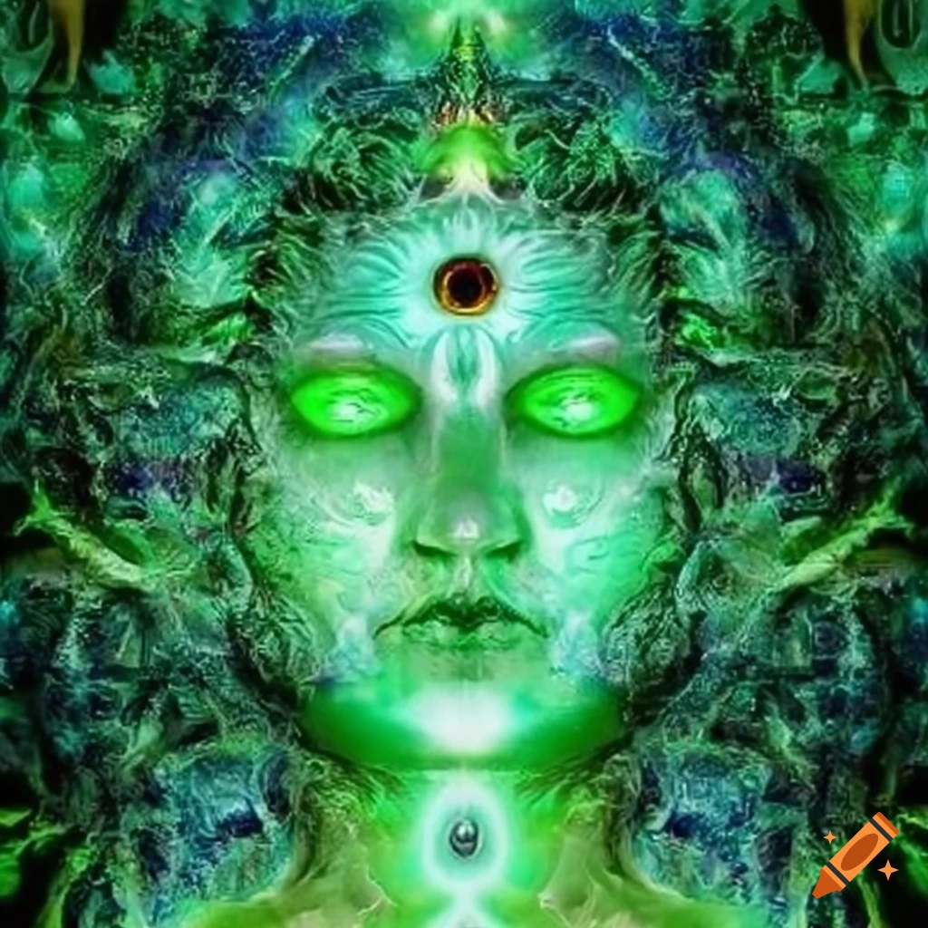 Chaos god of green consciousness divine on Craiyon