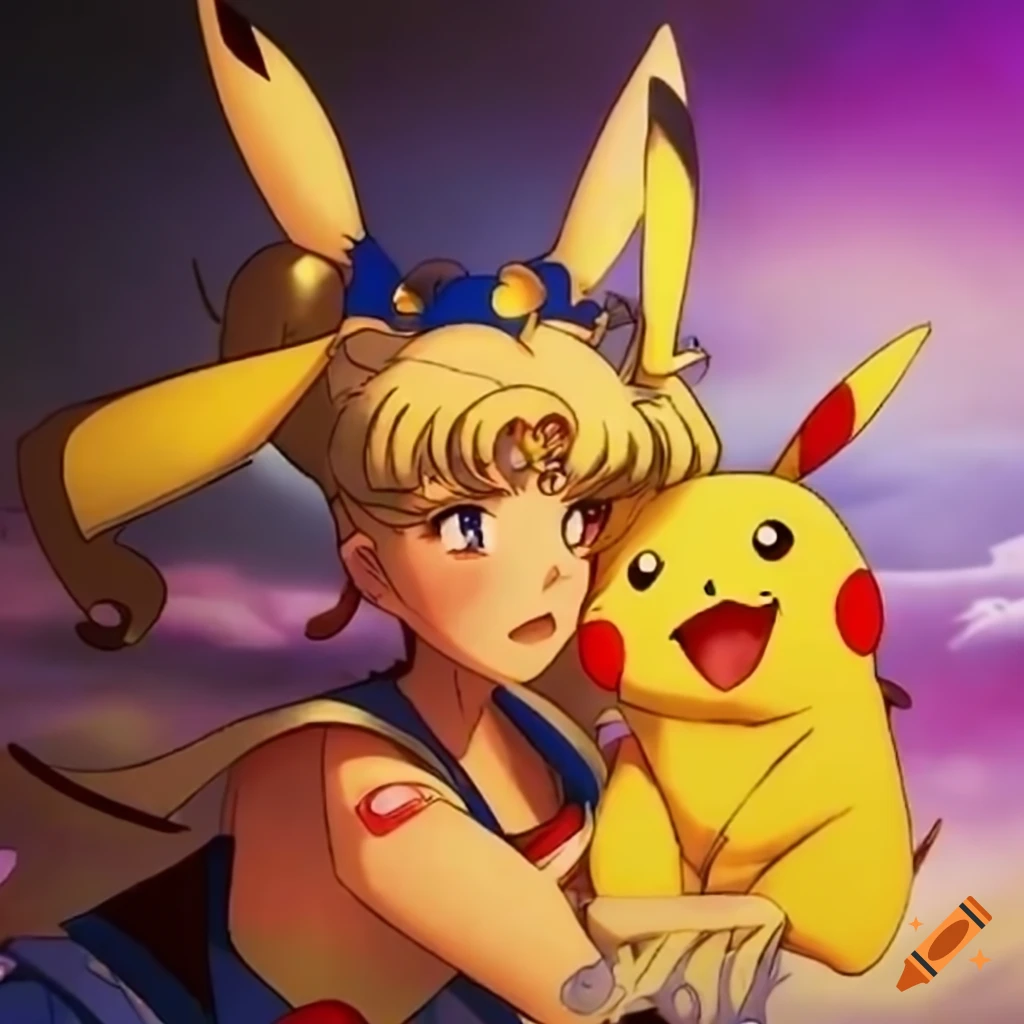 Sailor moon and pikachu together on Craiyon