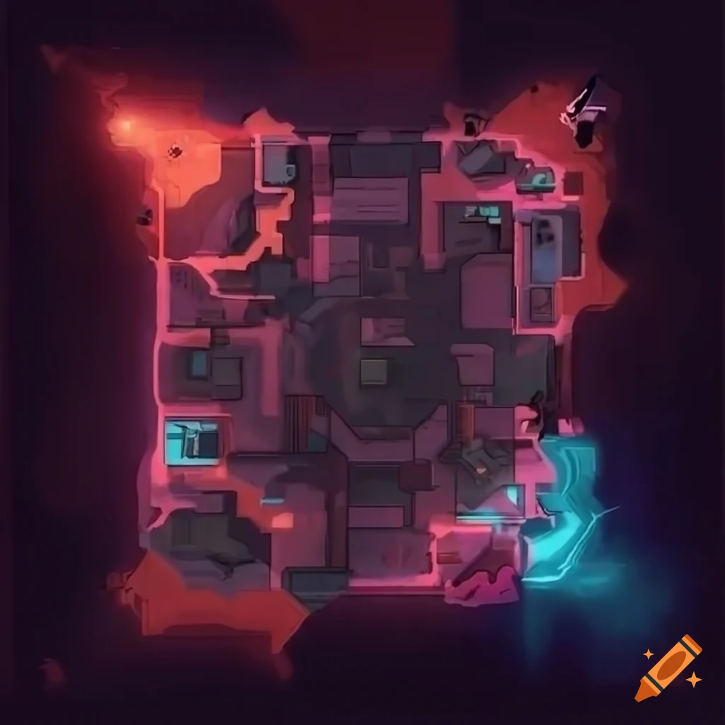 Topdown view of a valorant map on Craiyon