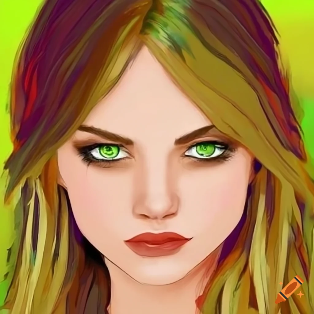 Portrait Of A Woman With Dark Blonde Hair And Green Eyes Scar On Right