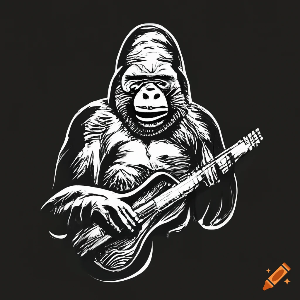 Gorilla playing a musical instrument on Craiyon