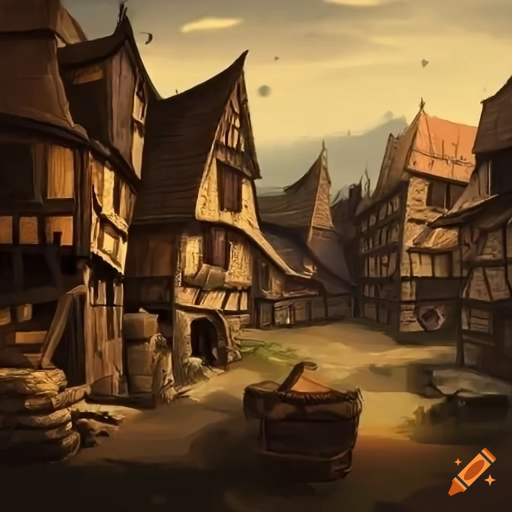 Anime medieval village on Craiyon