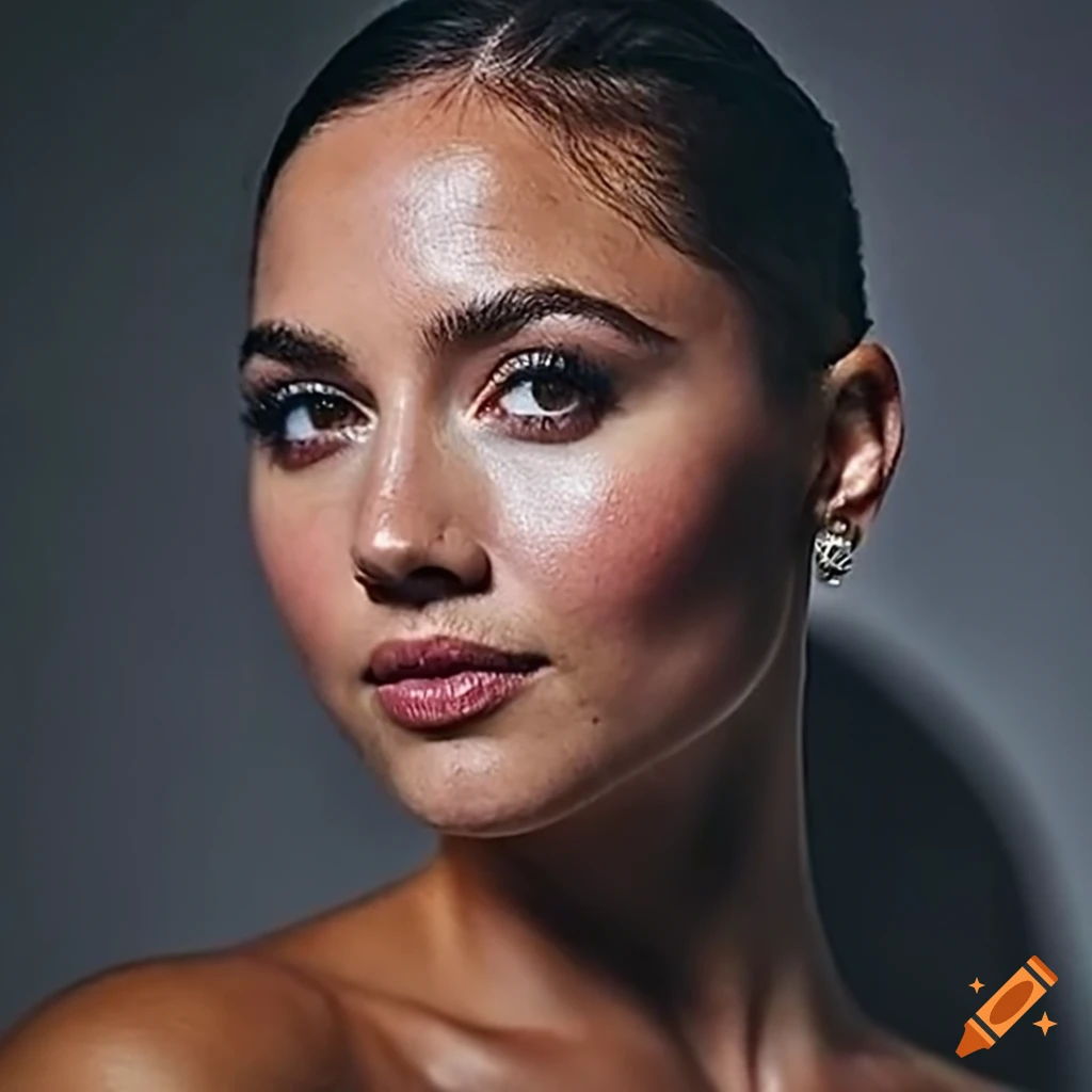 Close-up of head and shoulders with detailed lighting and skin texture ...