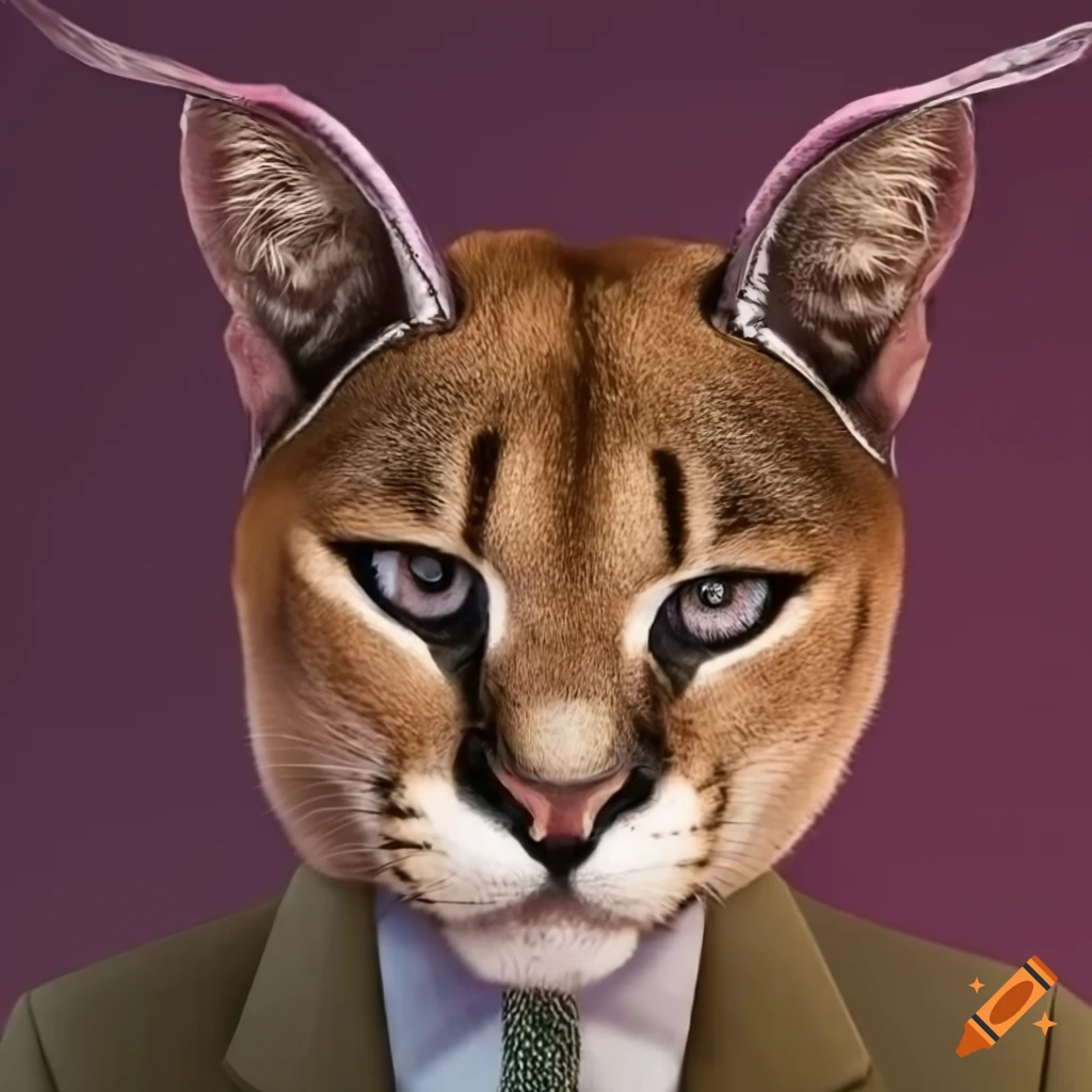 Floppa wearing a suit on Craiyon