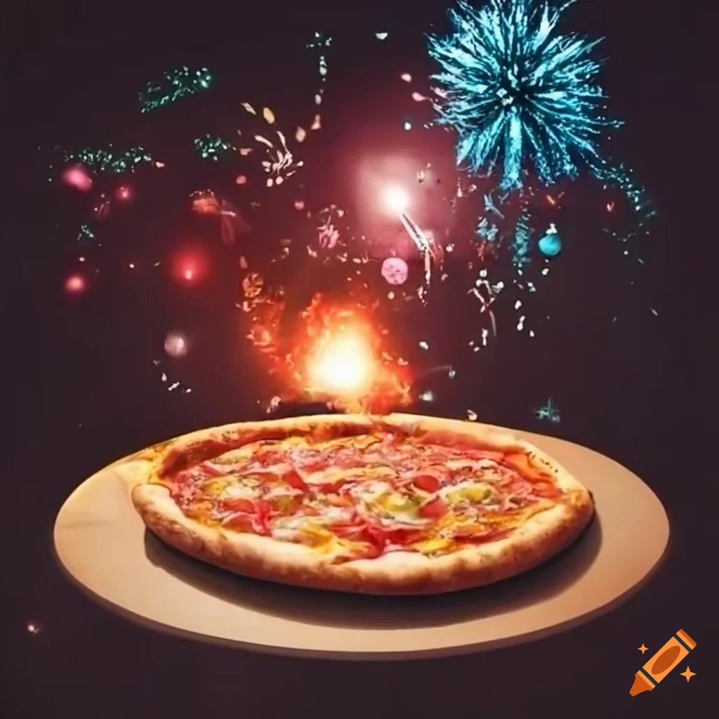 Happy new year 2024 with a pizza party on Craiyon