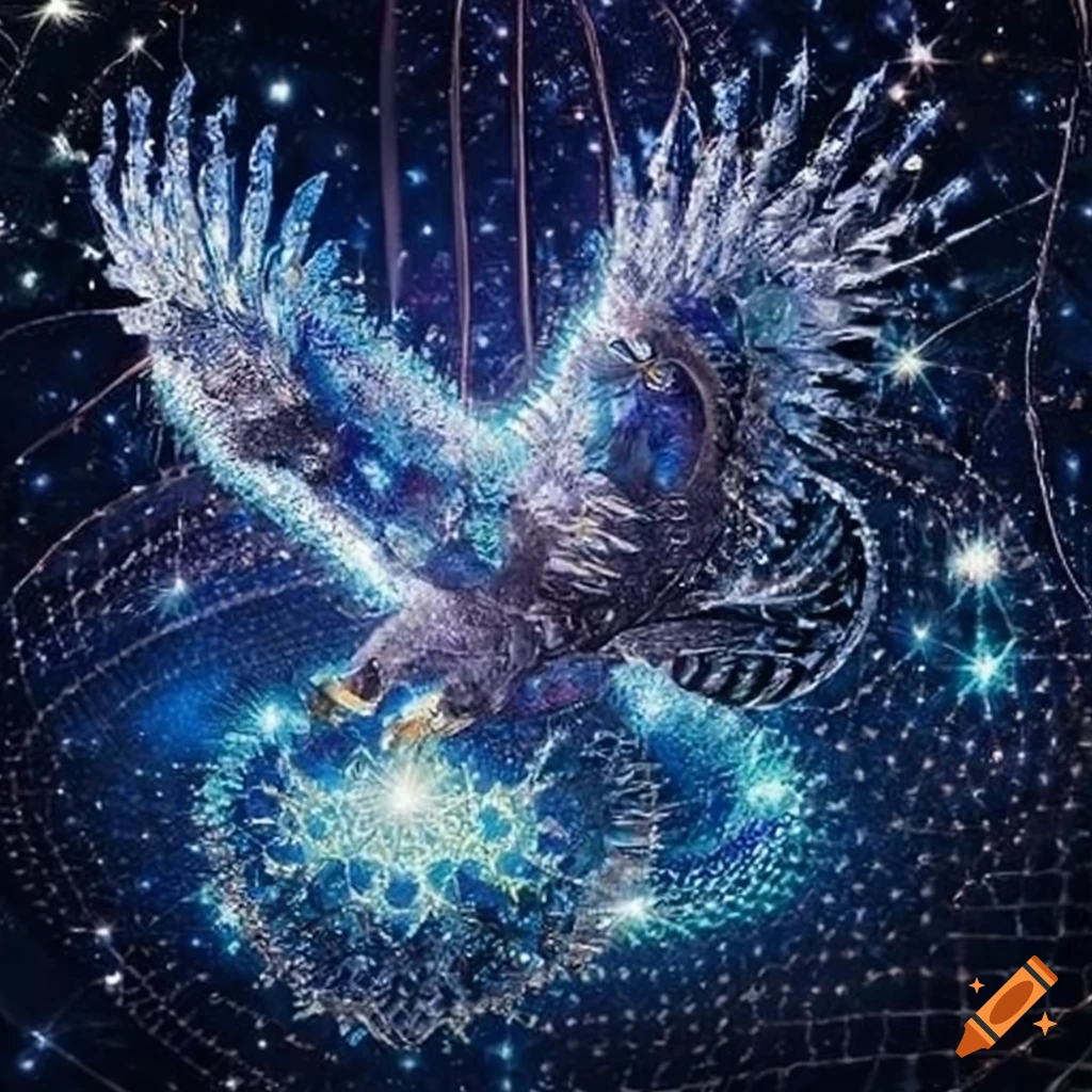 Celestial eagle made of radiant diamond and stardust on Craiyon