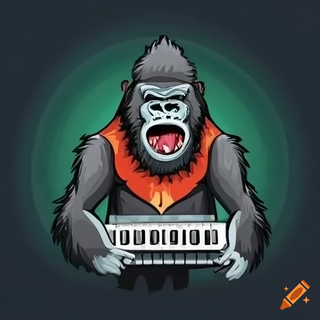 Gorilla playing a keyboard on Craiyon