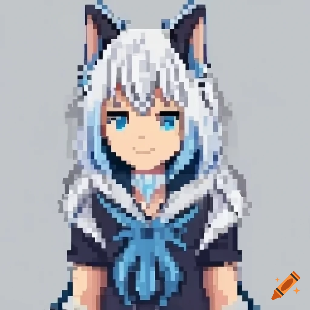 Pixel art portrait of shirakami fubuki on Craiyon