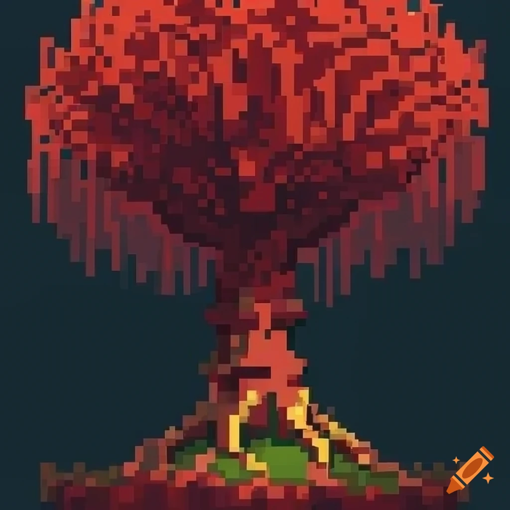 Detailed red fantasy shrub in pixel art style on Craiyon
