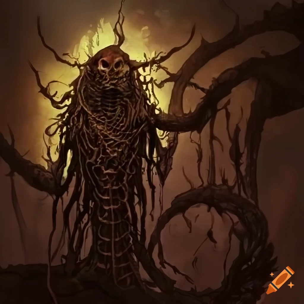 Eldritch ancient being with a skeletal appearance on Craiyon