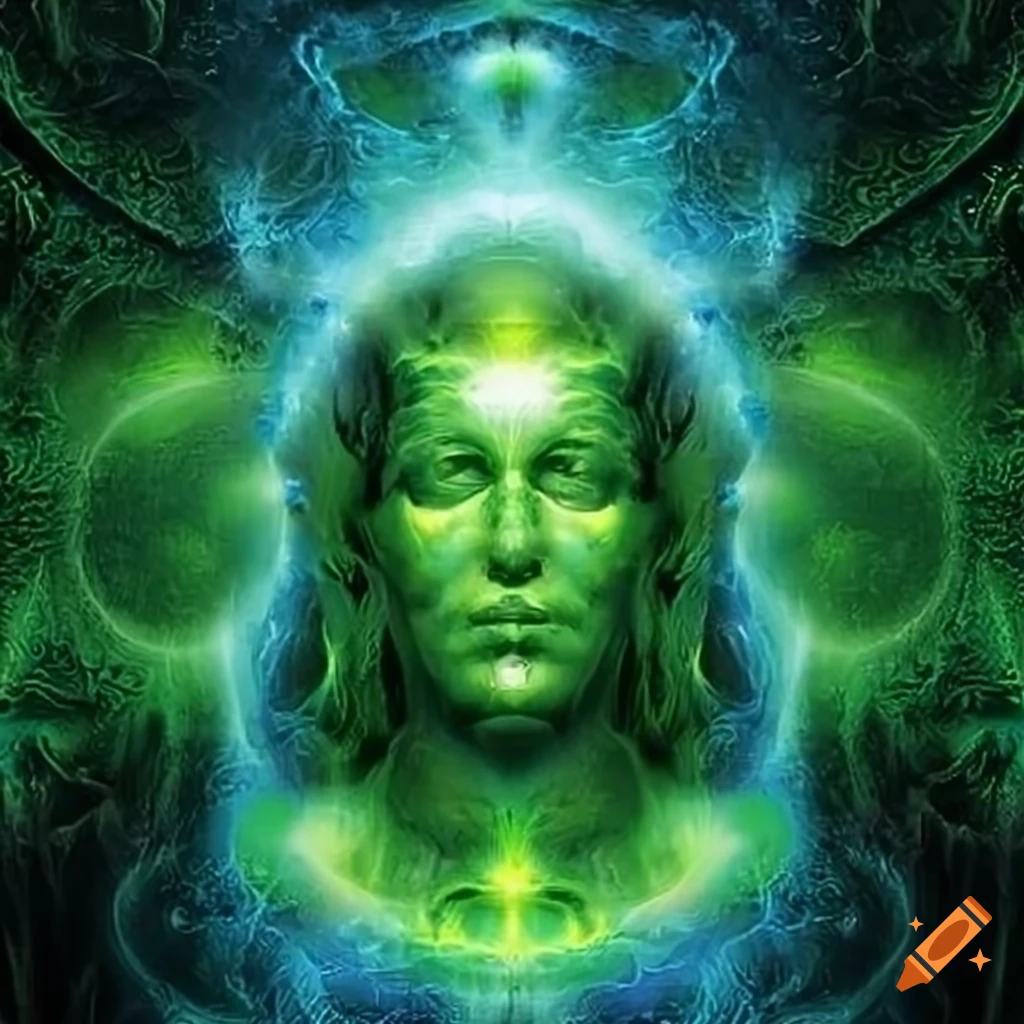 Chaos god of green consciousness divine on Craiyon