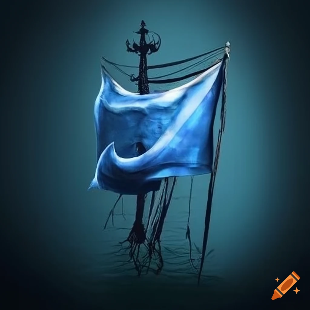 Ghostly blue pirate flag without skull on Craiyon