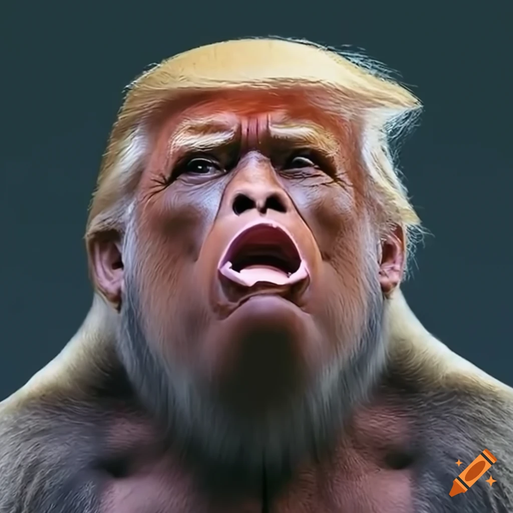 Donald trump at the zoo with coco the gorilla using sign language on Craiyon