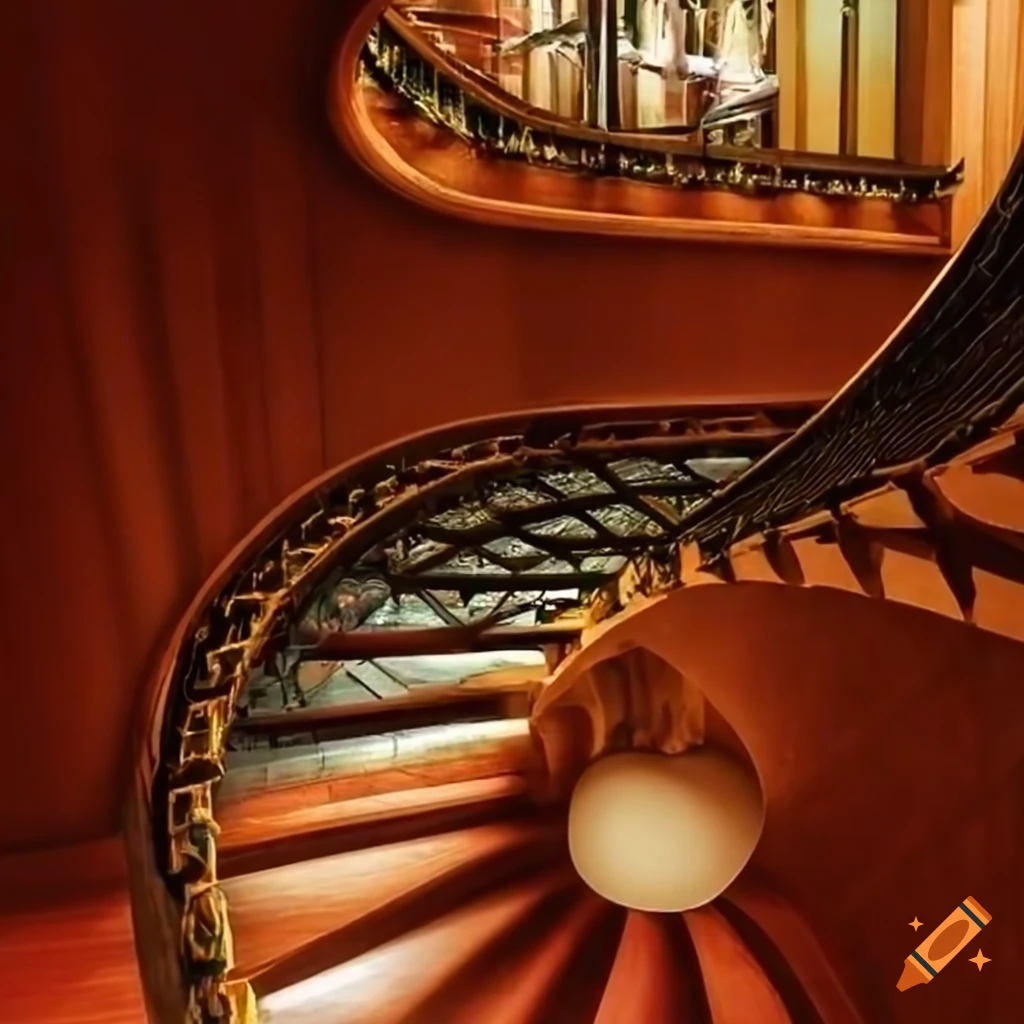 Surreal staircase with intertwining layers on Craiyon