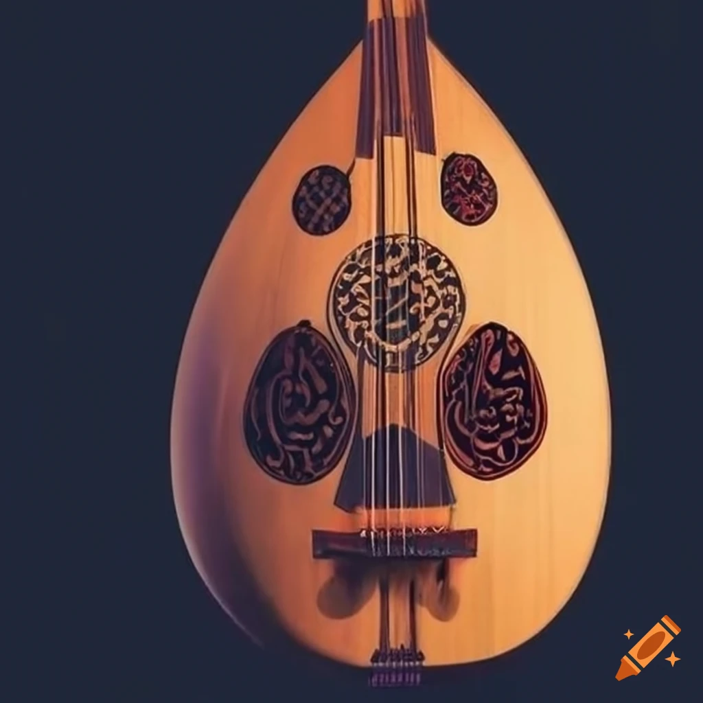 Melancholic arabic oud instrument on Craiyon