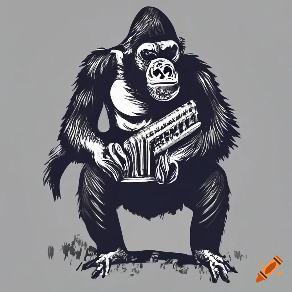 Gorilla playing a keyboard on Craiyon