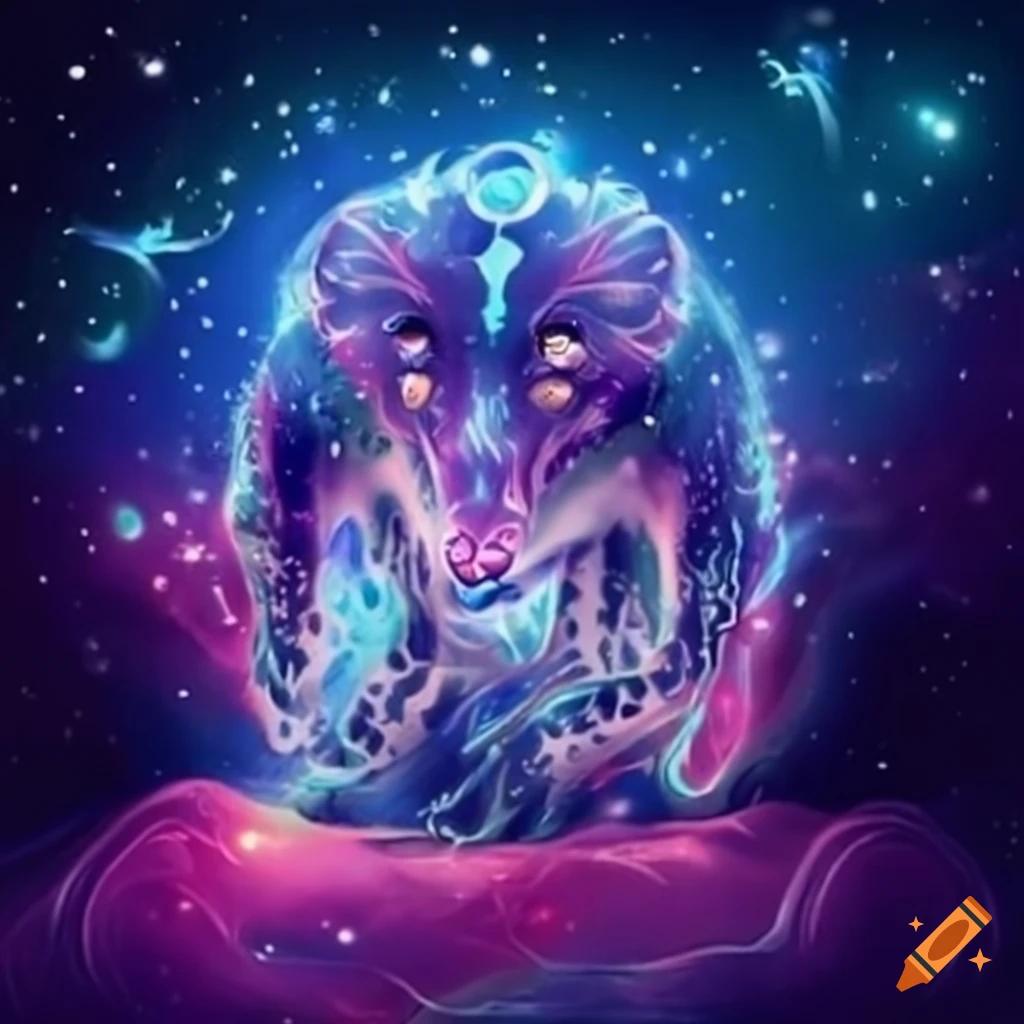 Silver zodiac animal in a galaxy full of stars and meteors on Craiyon