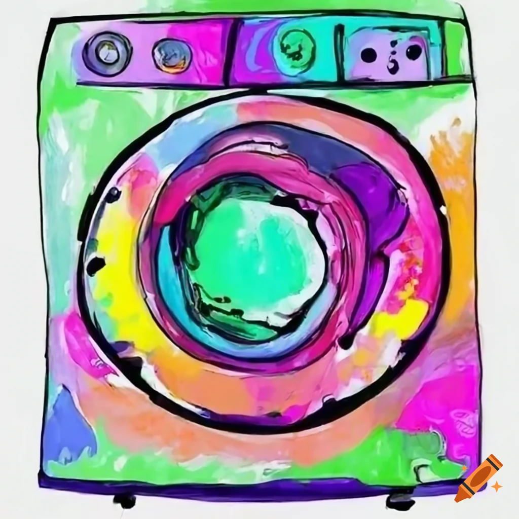 Artistic pencil drawing of a washing machine on Craiyon