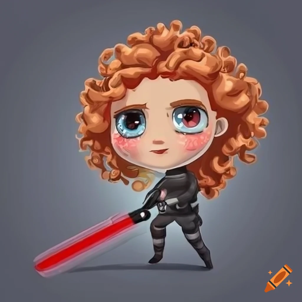 Chibi character with red lightsaber on Craiyon
