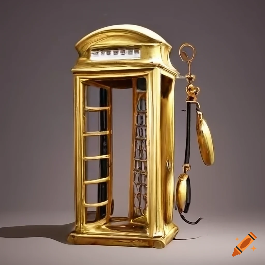 Ancient golden telephone booth on Craiyon