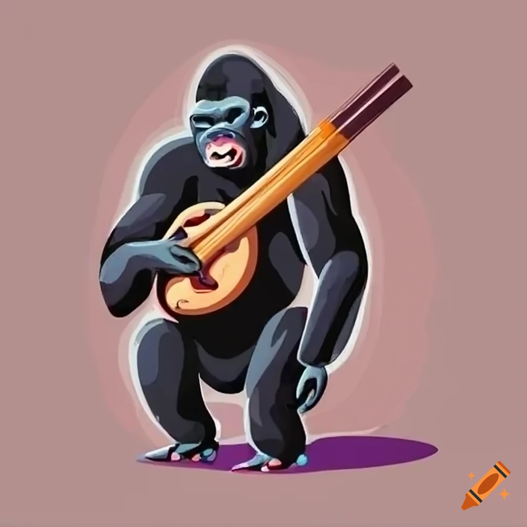 Gorilla playing an instrument on Craiyon