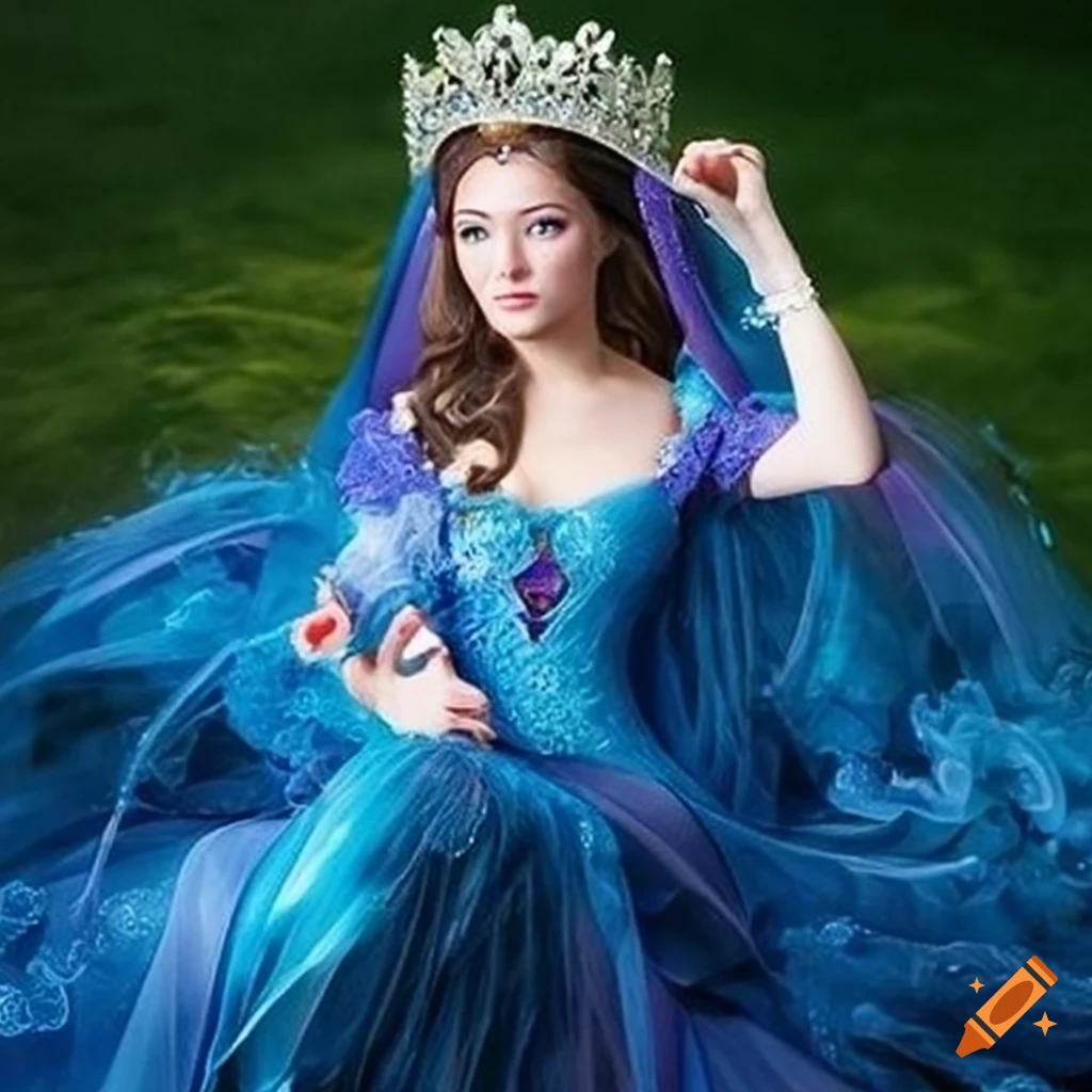 Etheric fairylike water queen playing card in art nouveau style on Craiyon