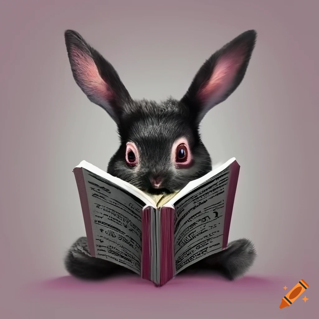Black rabbit reading a book on Craiyon