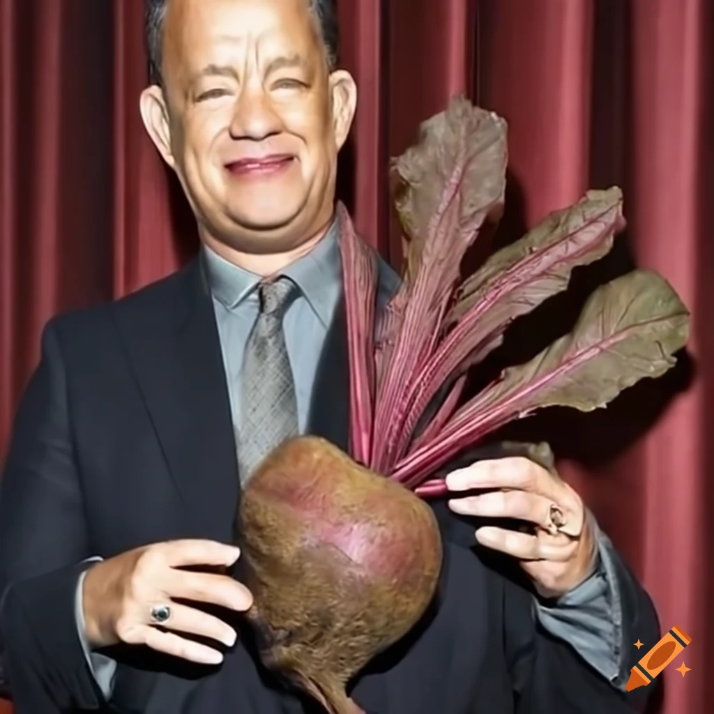 Tom hanks holding a large beet on Craiyon