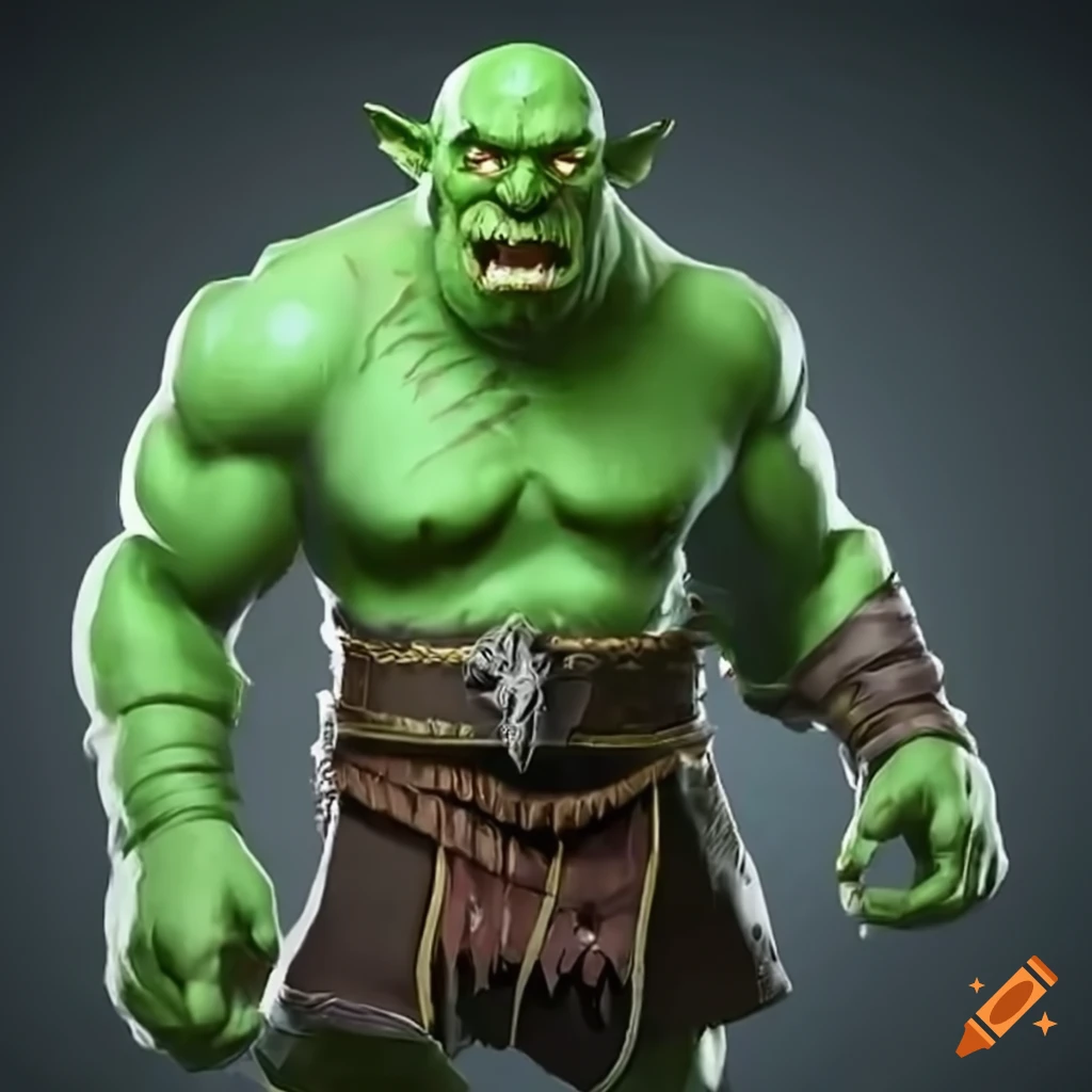 Green ogre fighter character in mortal combat on Craiyon