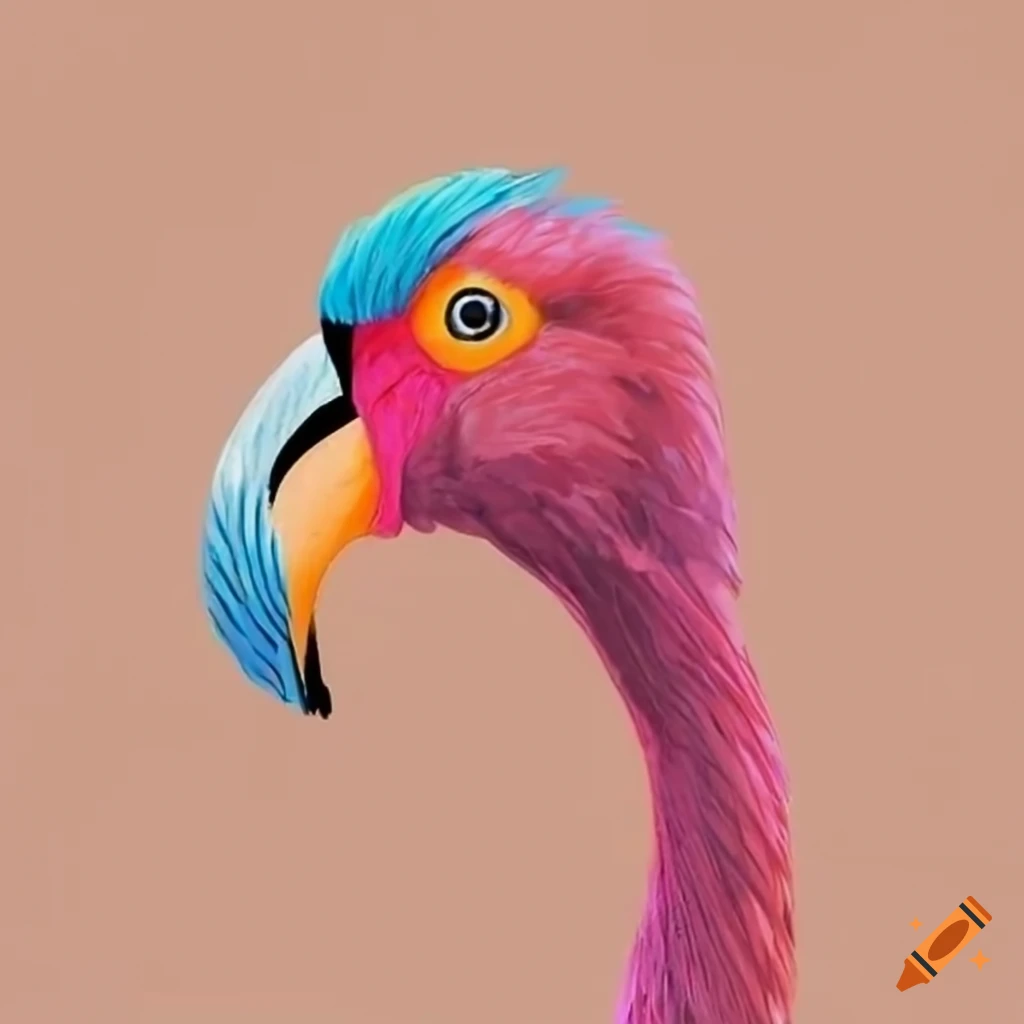 Notebook with pale brown flamingo and colorful cover on Craiyon