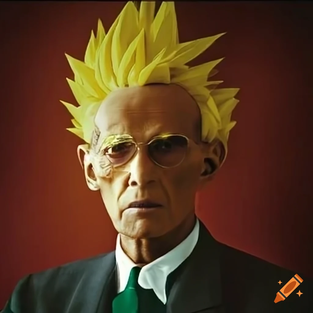 Quaid e azam depicted as super saiyan on Craiyon