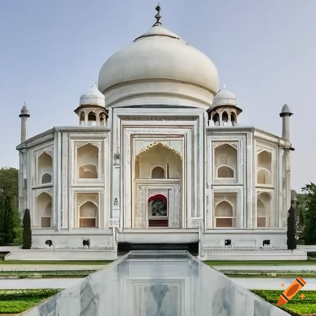 Frontal elevation of white marble mughal mahal white house whitemarsh ...