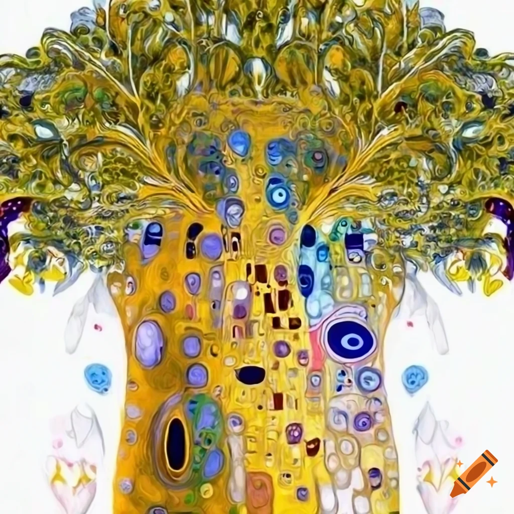 Abstract genealogic tree in klimt style on white background on Craiyon