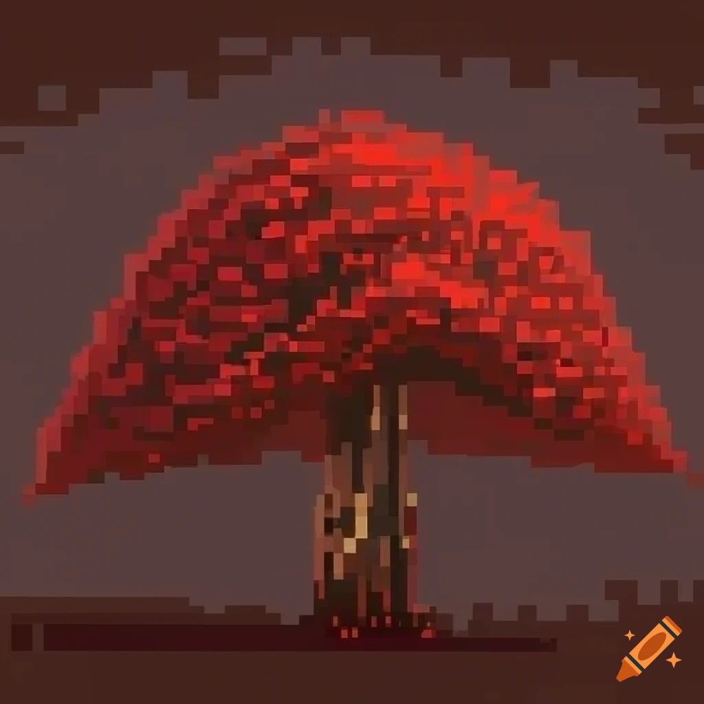 Detailed red fantasy shrub in pixel art style on Craiyon