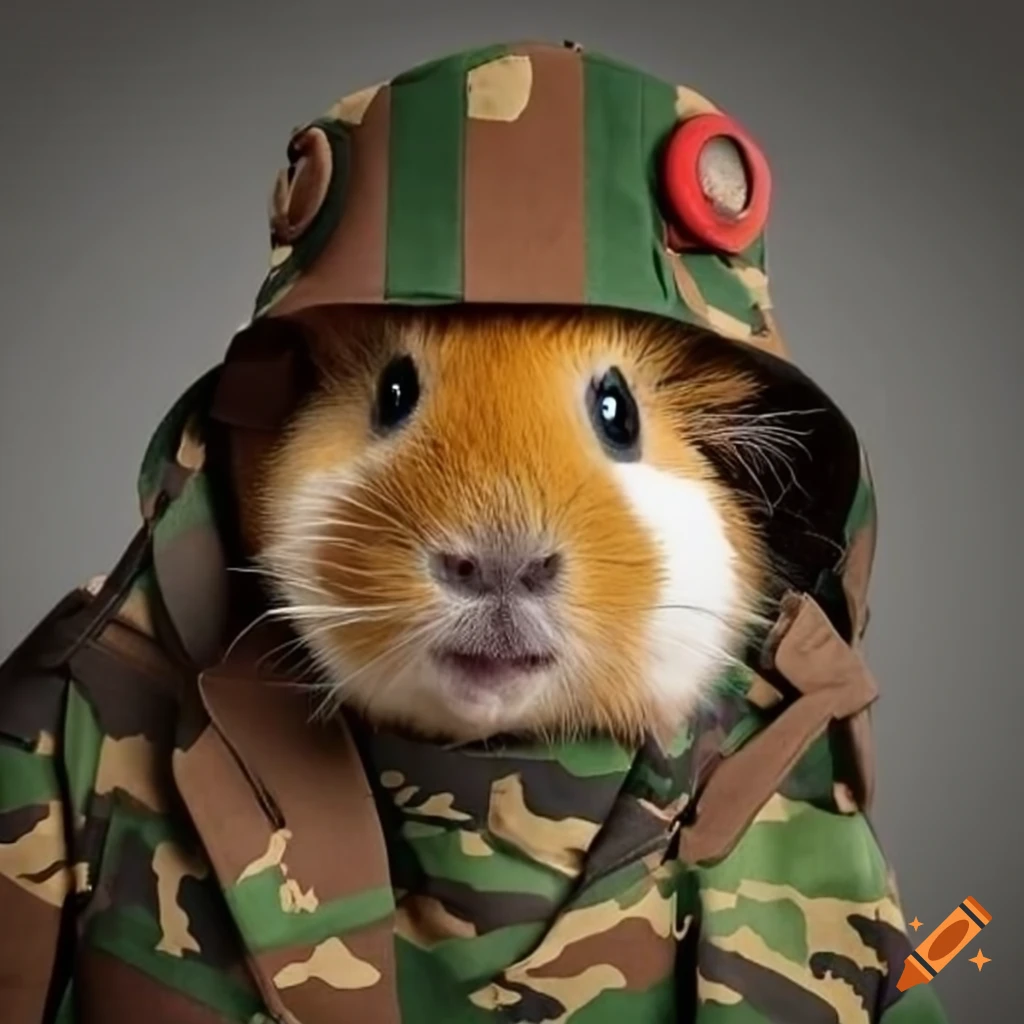 Peruvian guinea pig in military uniform on Craiyon