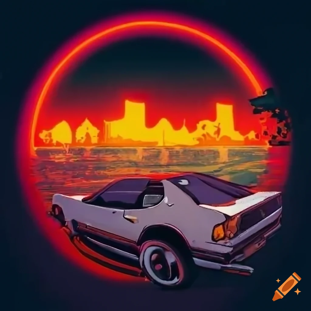 Japanese touge retro 90s racing logo on Craiyon