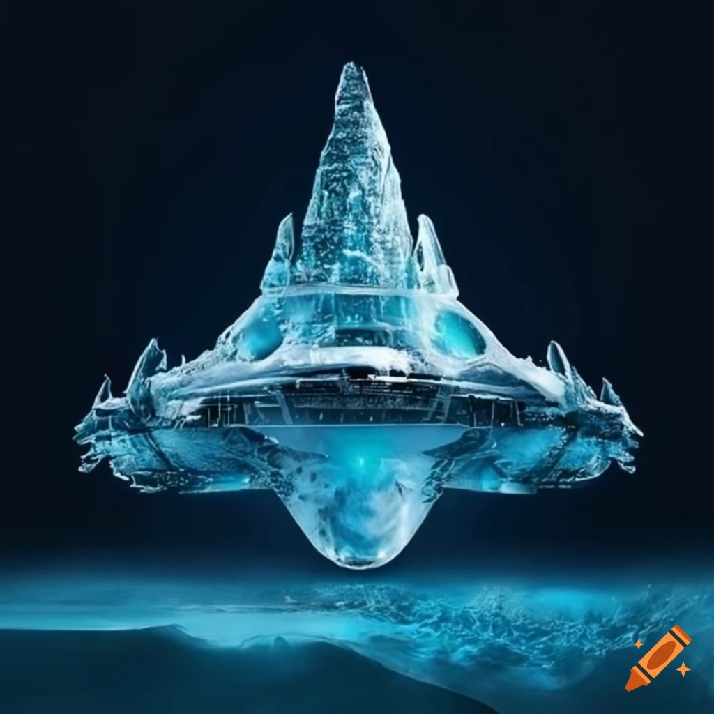 Nature-inspired spaceship design with elements of water, fire, snow ...