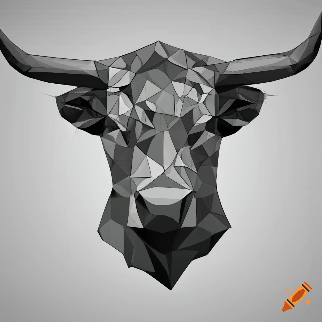Geometric cubistic black and white bull head on Craiyon