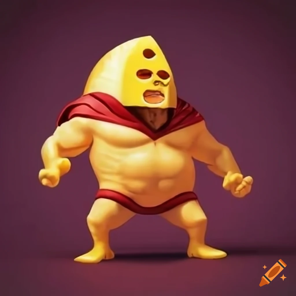Cheese man, the superhero who gains power from eating cheese on Craiyon