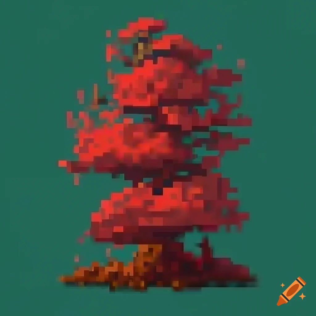 Detailed red fantasy shrub in pixel art style on Craiyon