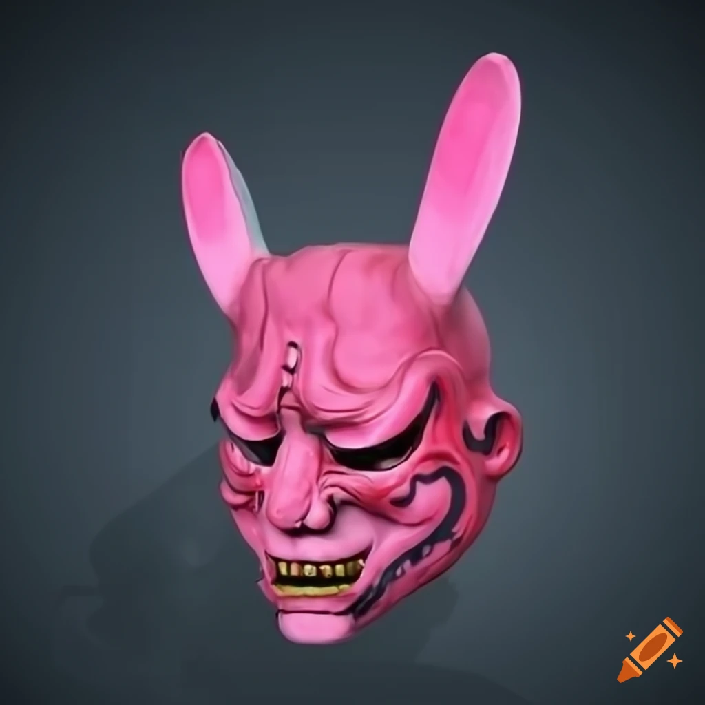 Pink bunny with an oni mask on Craiyon