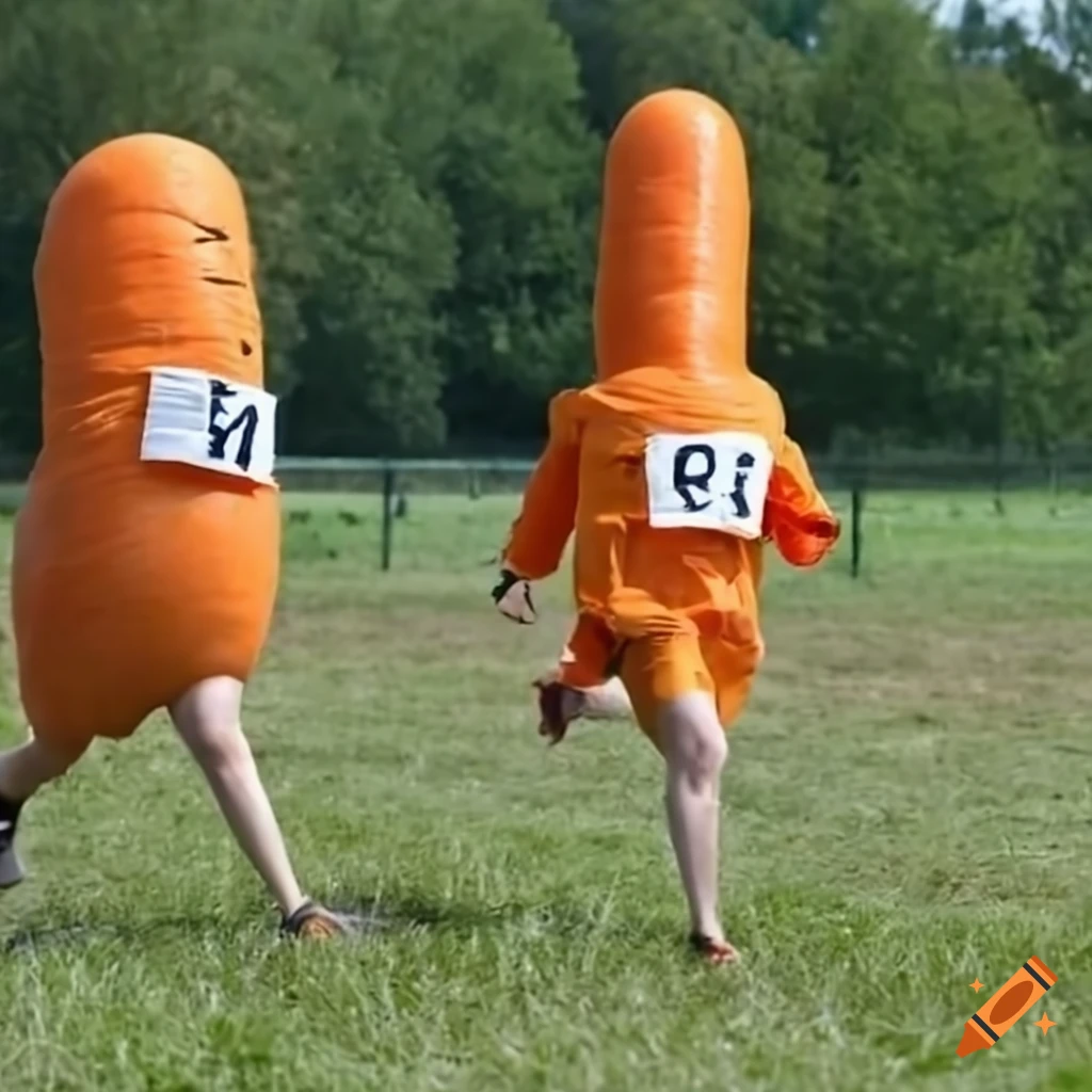 Carrot running in a race on Craiyon