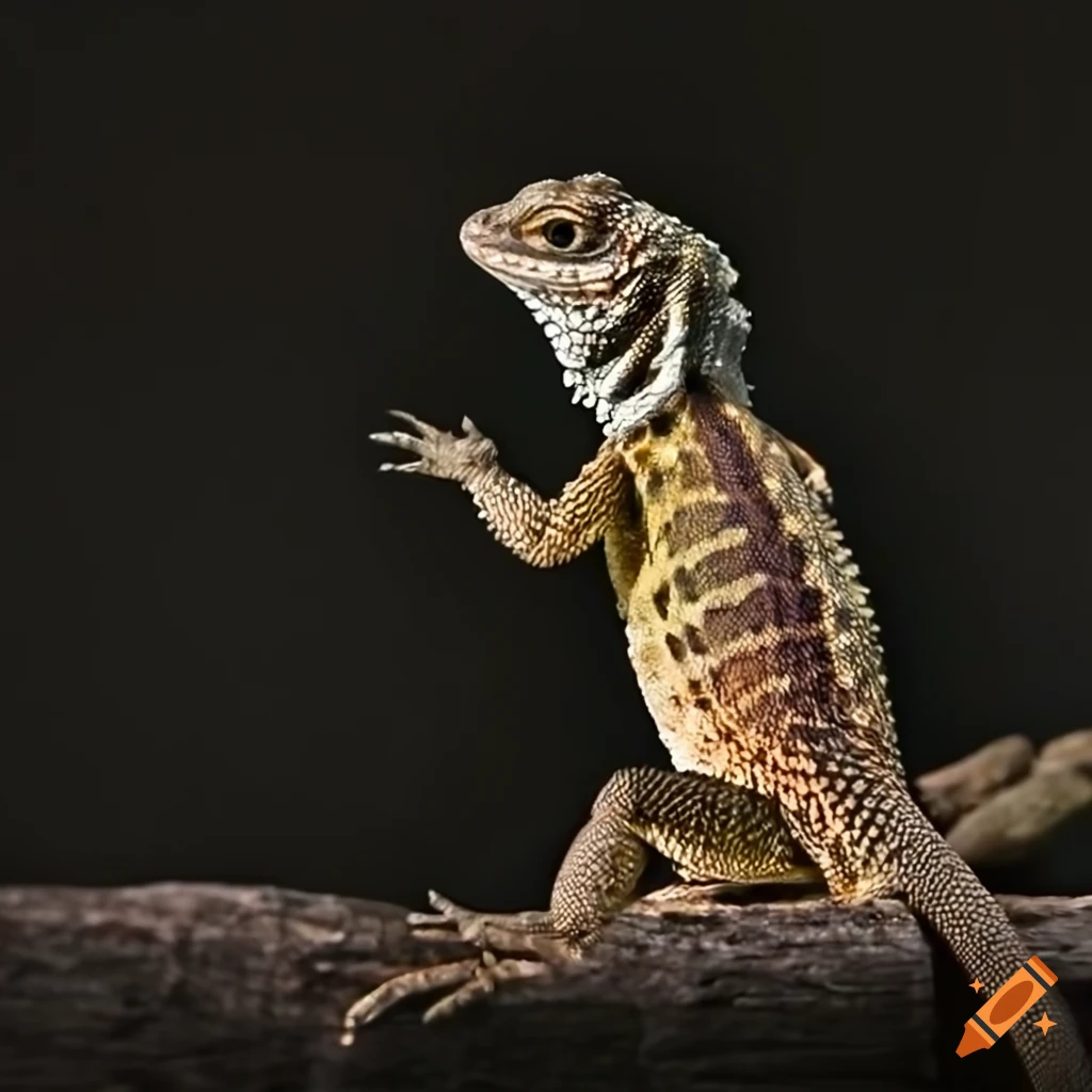 Feathered winged lizard in full body view on Craiyon