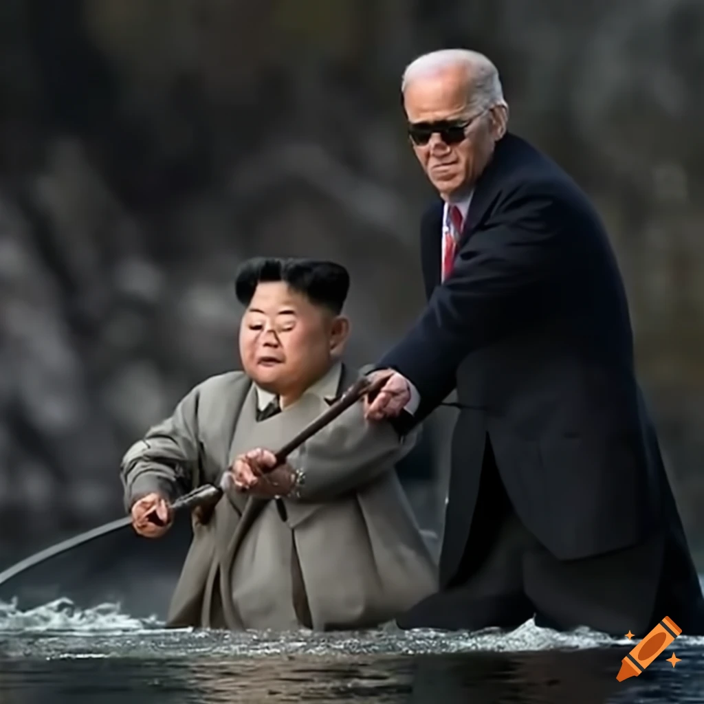 Joe biden and kim jong un fishing together on Craiyon