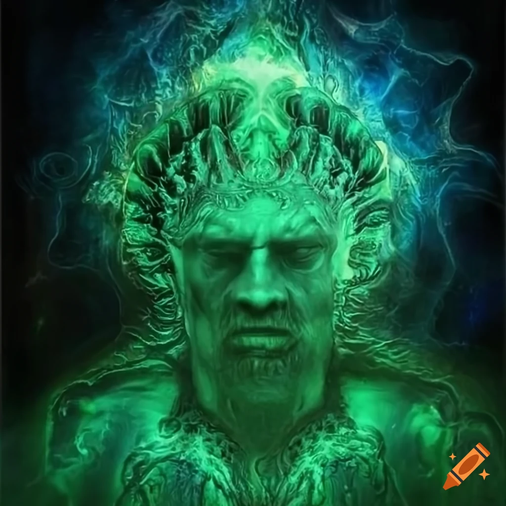 Chaos god of green consciousness warrior on Craiyon