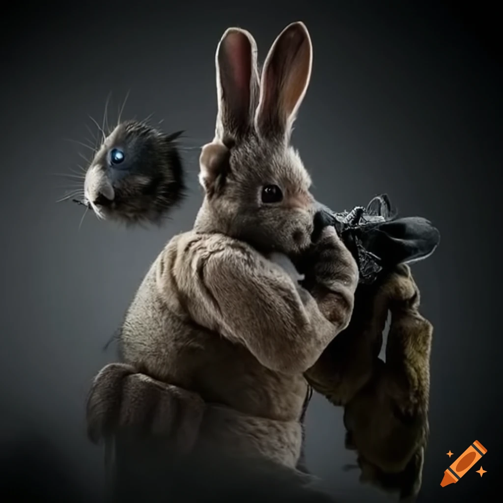 Rabbit engaged in a battle on Craiyon