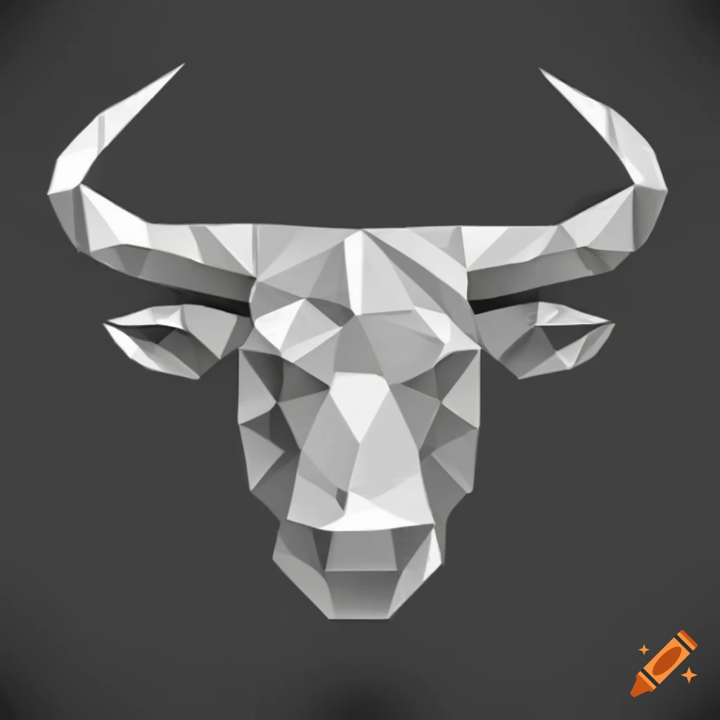 Low poly geometric cubistic black and white bull head template on Craiyon