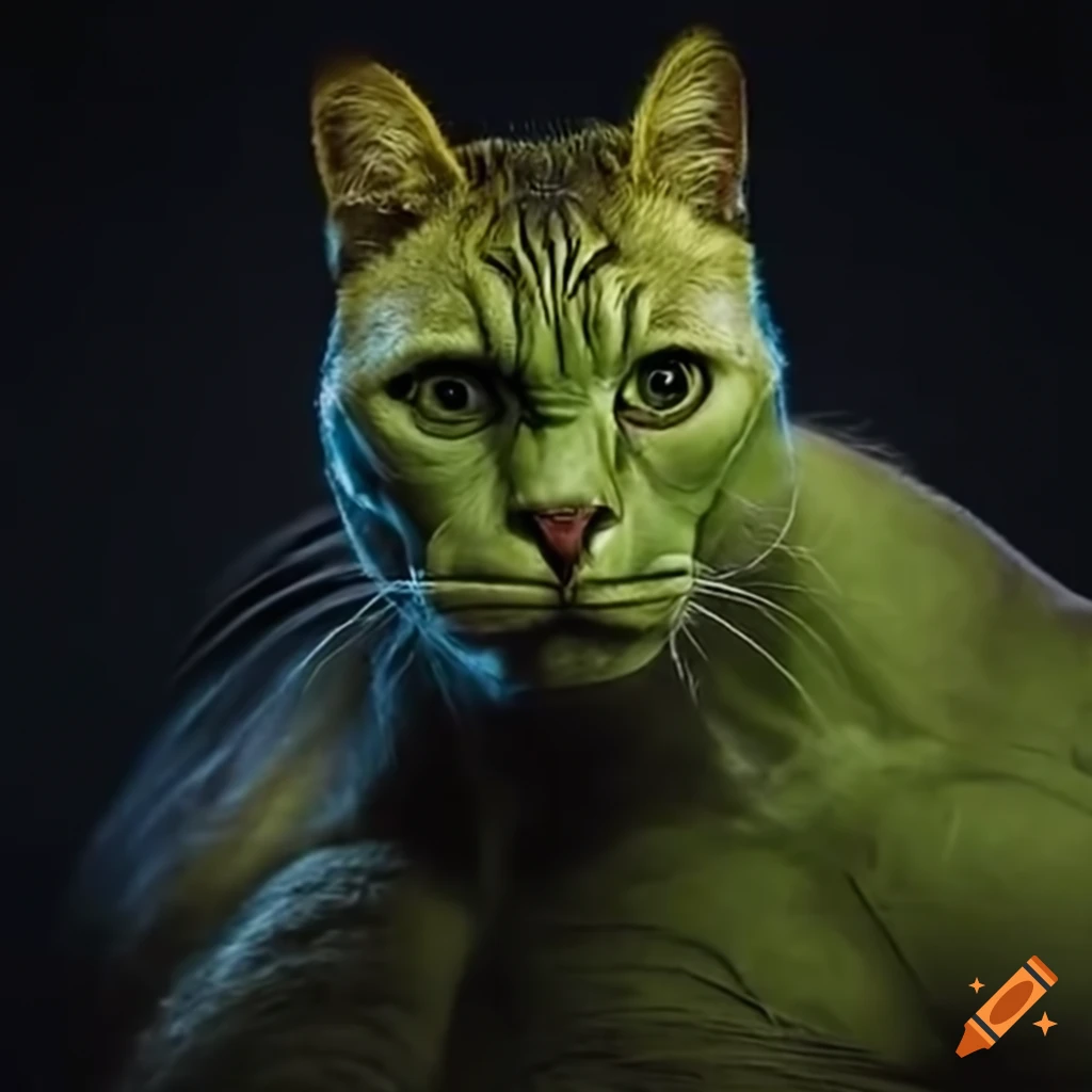 Cat version of the hulk from marvel avengers on Craiyon
